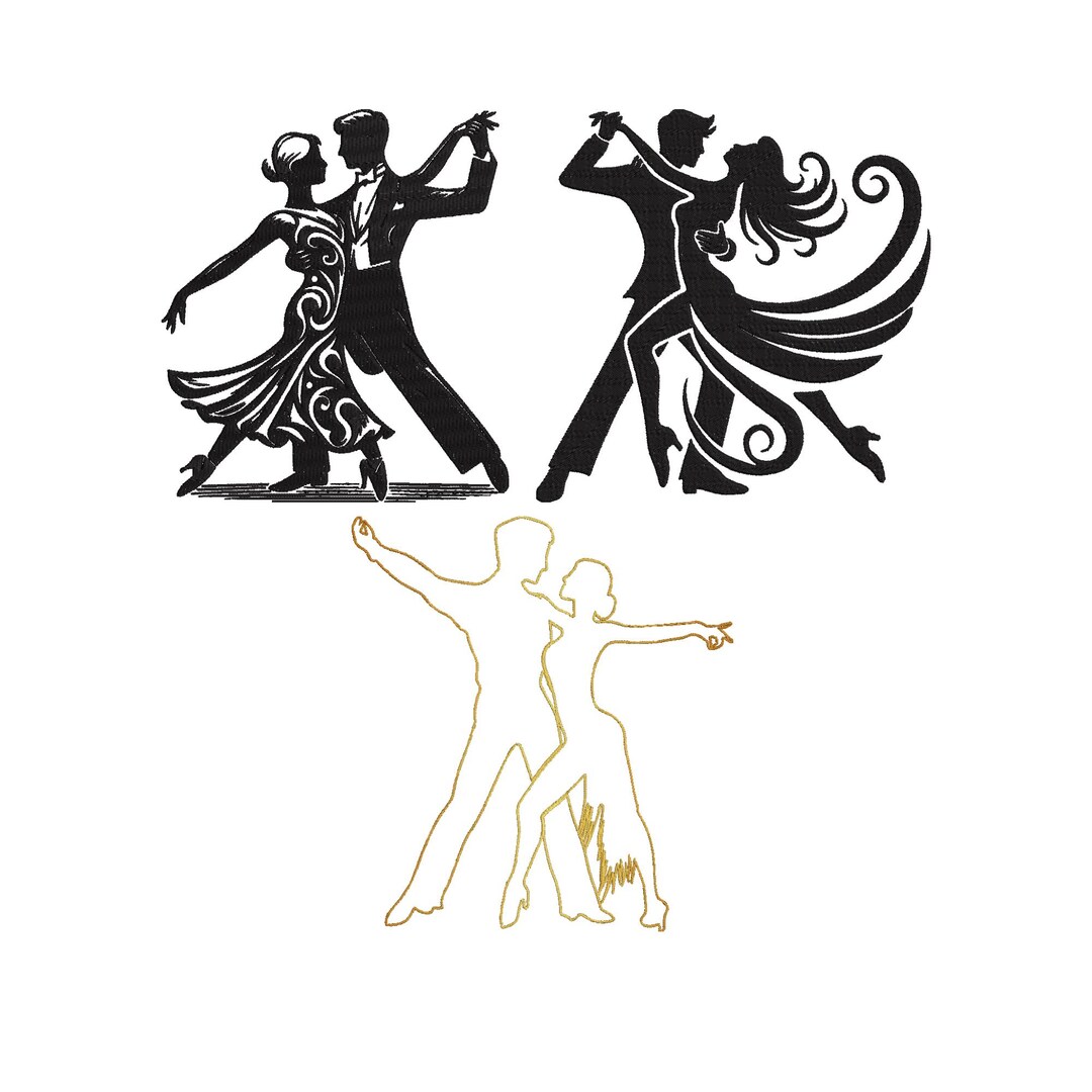 Couple Dance Embroidery Files , Ballroom , Tango , Silhouette , 3 Sizes ...