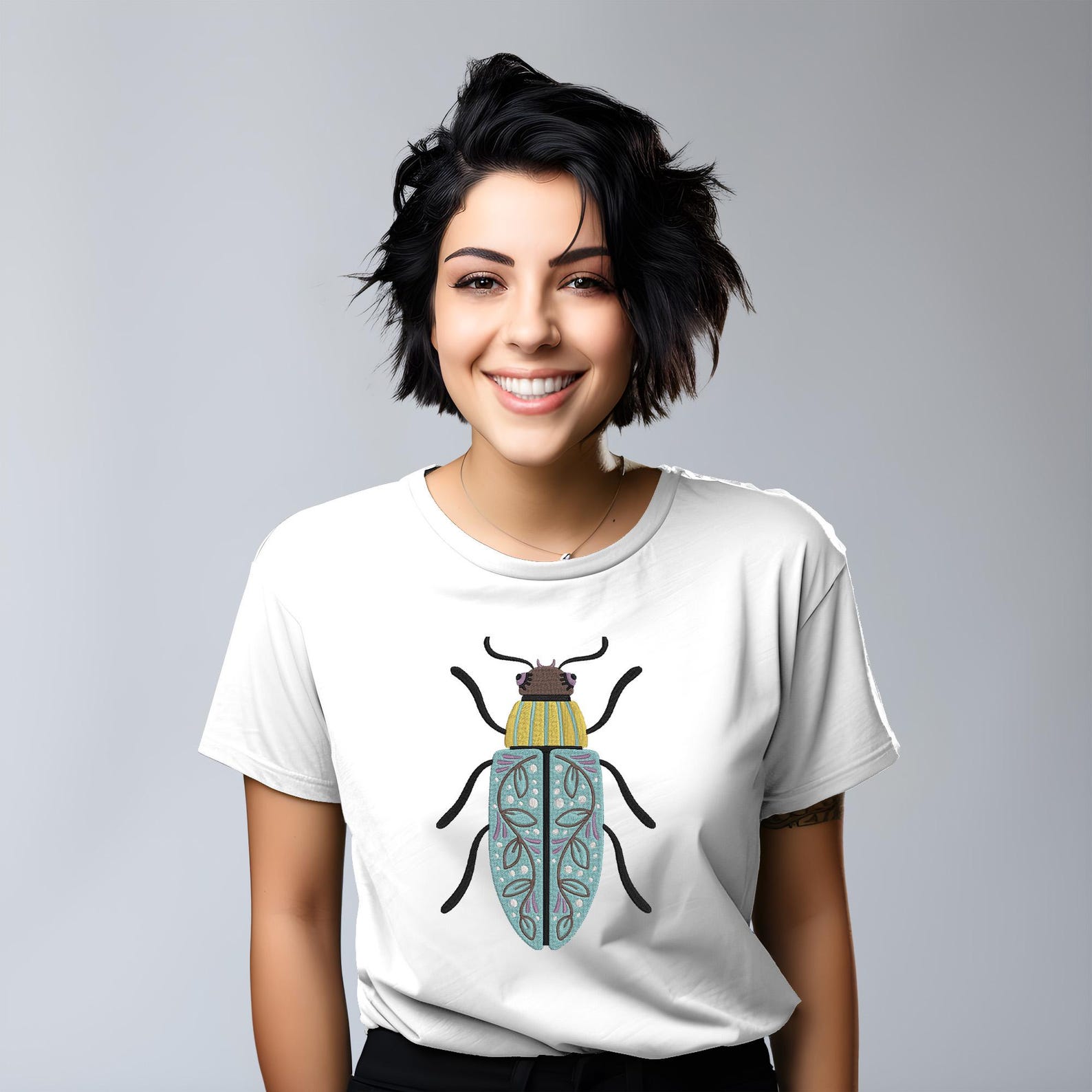 Folk Beetle Insect Scandinavian Embroidery Design, Decorative Bug ...