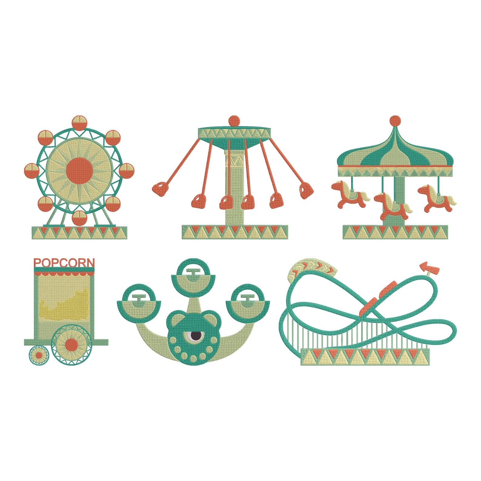 Carnival Park Embroidery Design, Amusement Park Ride Machine Embroidery ...