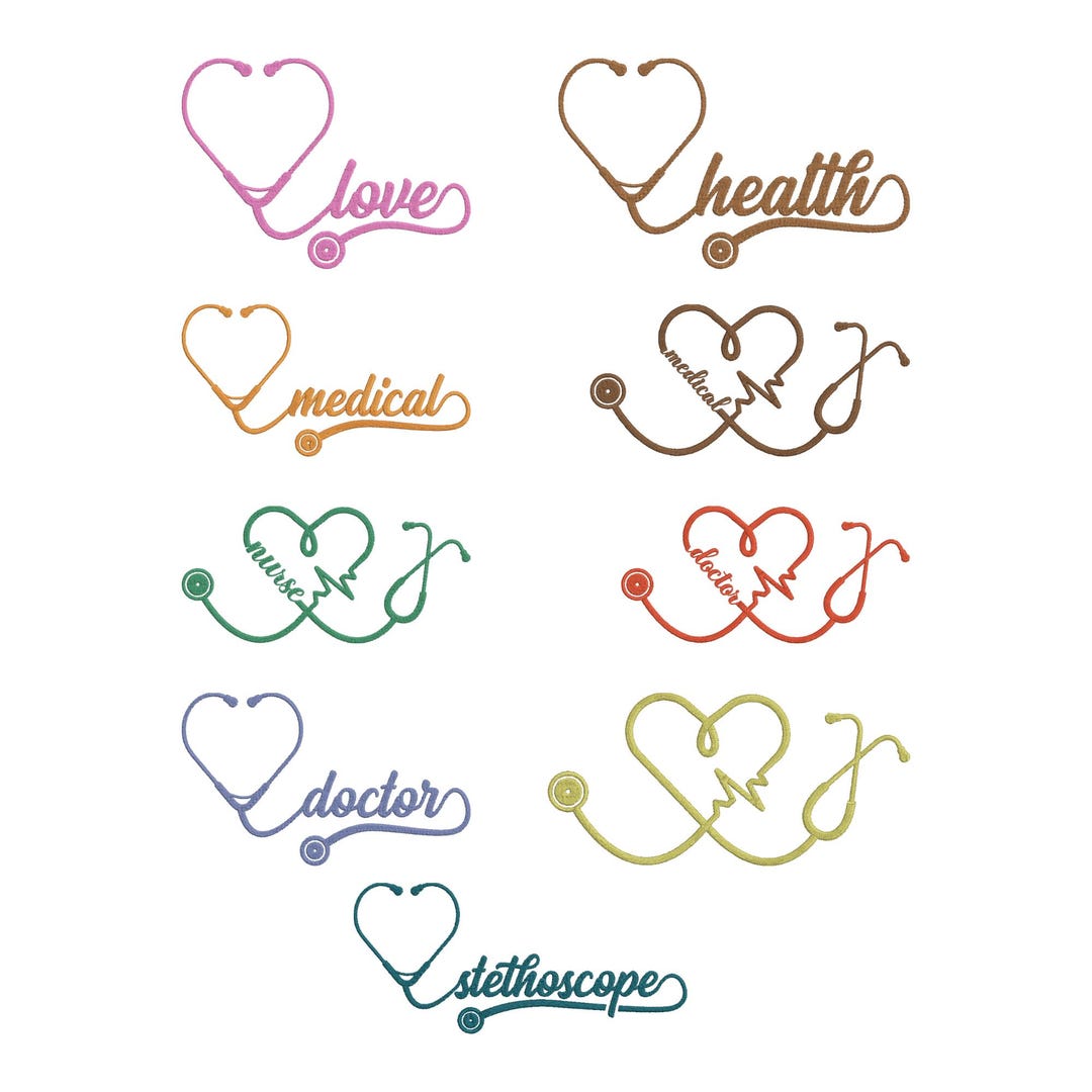 Stethoscope Heart Embroidery Design, Nurse Doctor Medical Heart Machine ...