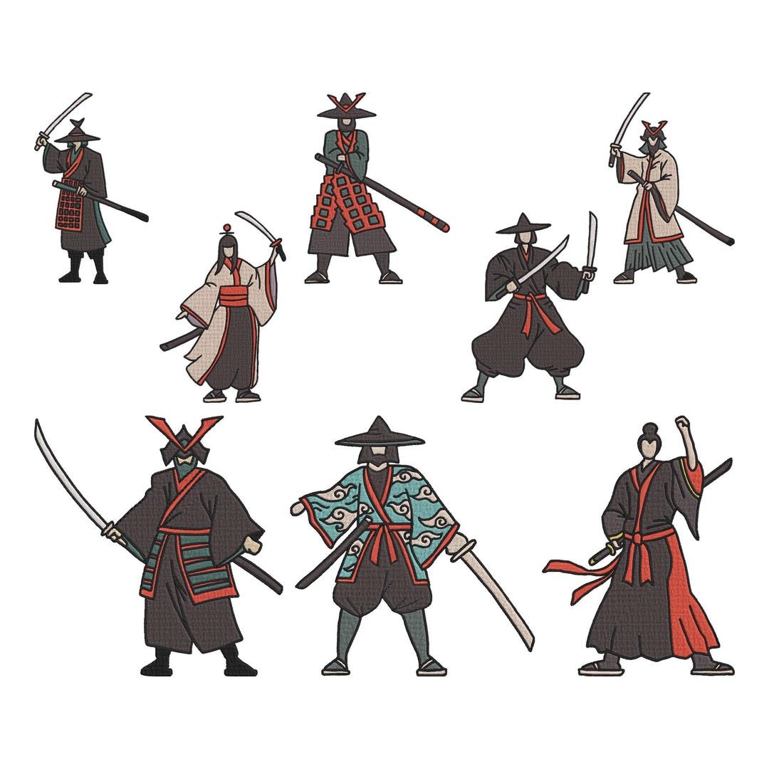 Samurai Embroidery Design, Samurai Machine Embroidery File, 7 Design, 5 ...