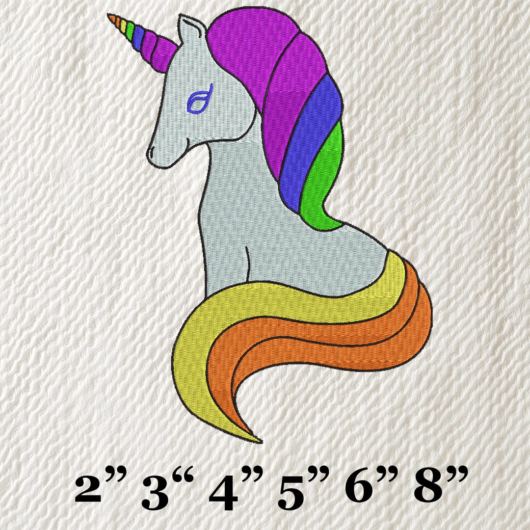Rainbow Unicorn Embroidery Design: Magical Horse Digital File (instant ...