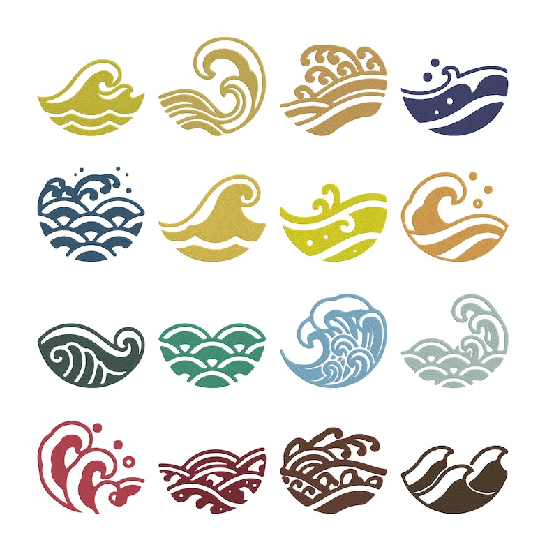 Ocean Wave Embroidery Design Bundle, Japanese Sea Machine Embroidery ...