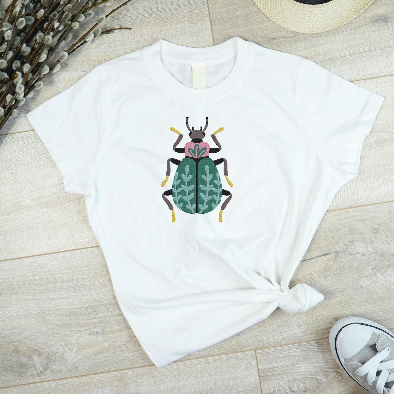 Folk Beetle Insect Scandinavian Embroidery Design, Decorative Bug ...