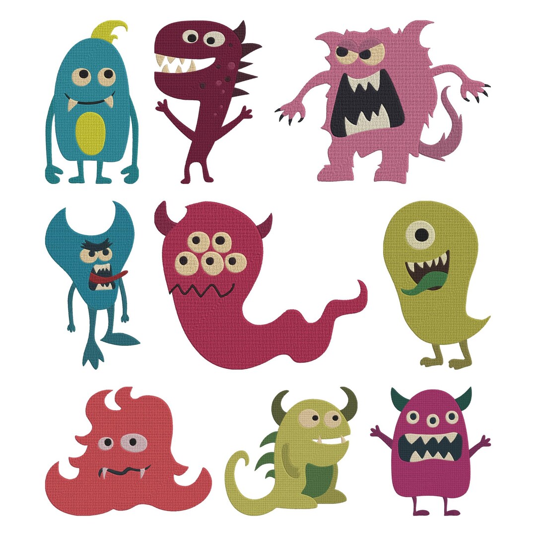 Monsters Embroidery Design, Monster Cartoon Monster File, Fun Kid ...