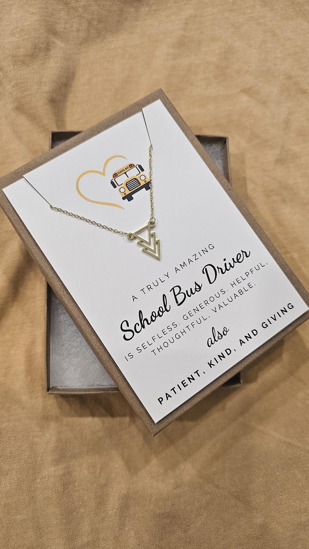 School Bus Driver Gift Set: Gold Tone Triple Arrow Necklace + Card - Etsy
