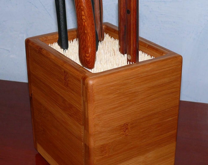 Bamboo Kitchen Knife Block With Bamboo Skewers, Item 505. - Etsy