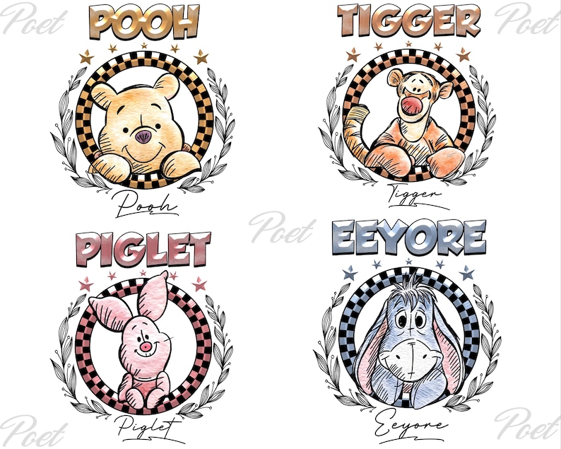 Winnie the Pooh Friends PNG: Eeyore, Piglet, Tigger (digital Download ...