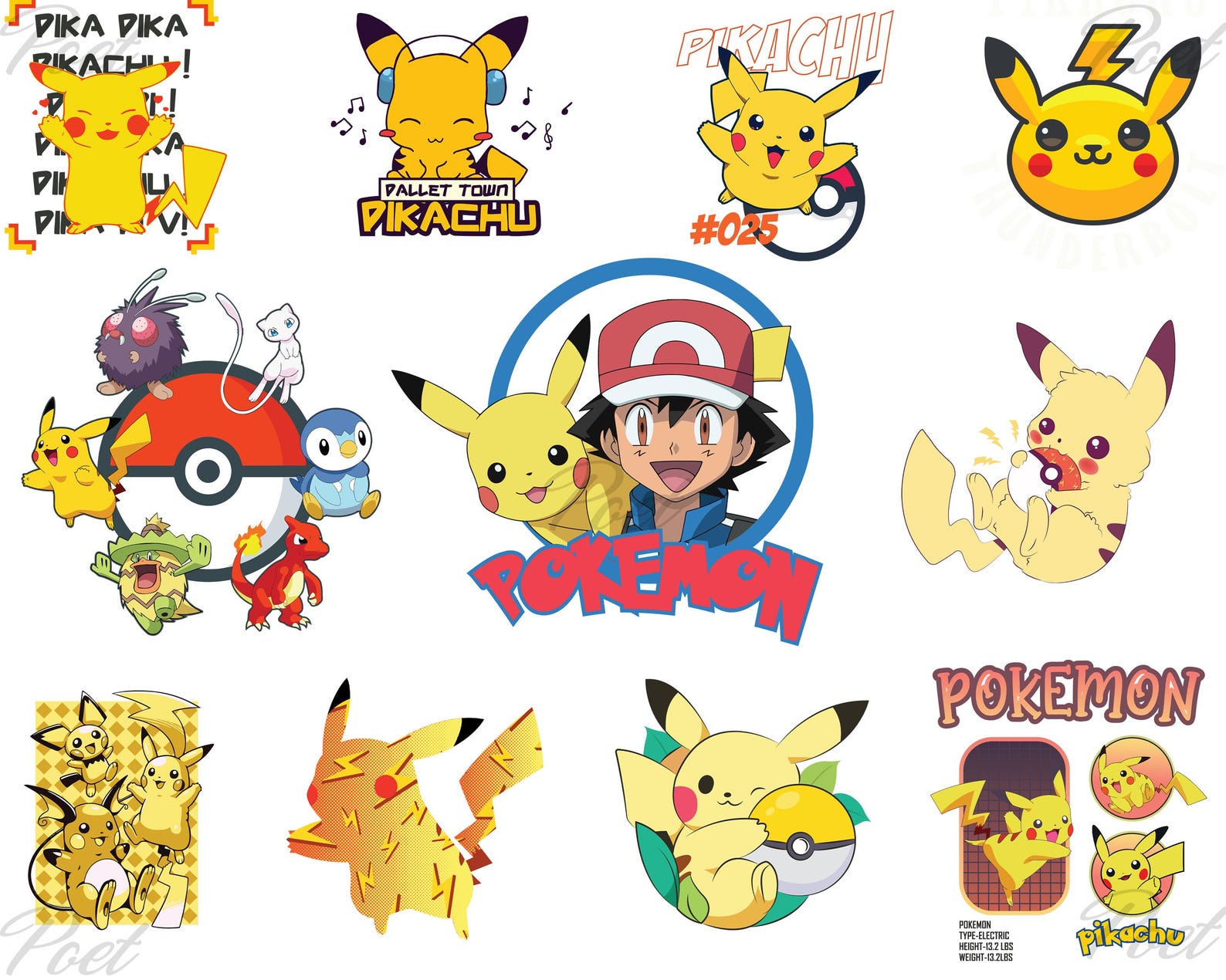 Pokemon Clipart Bundle, Sublimation PNG (digital Download) - Etsy