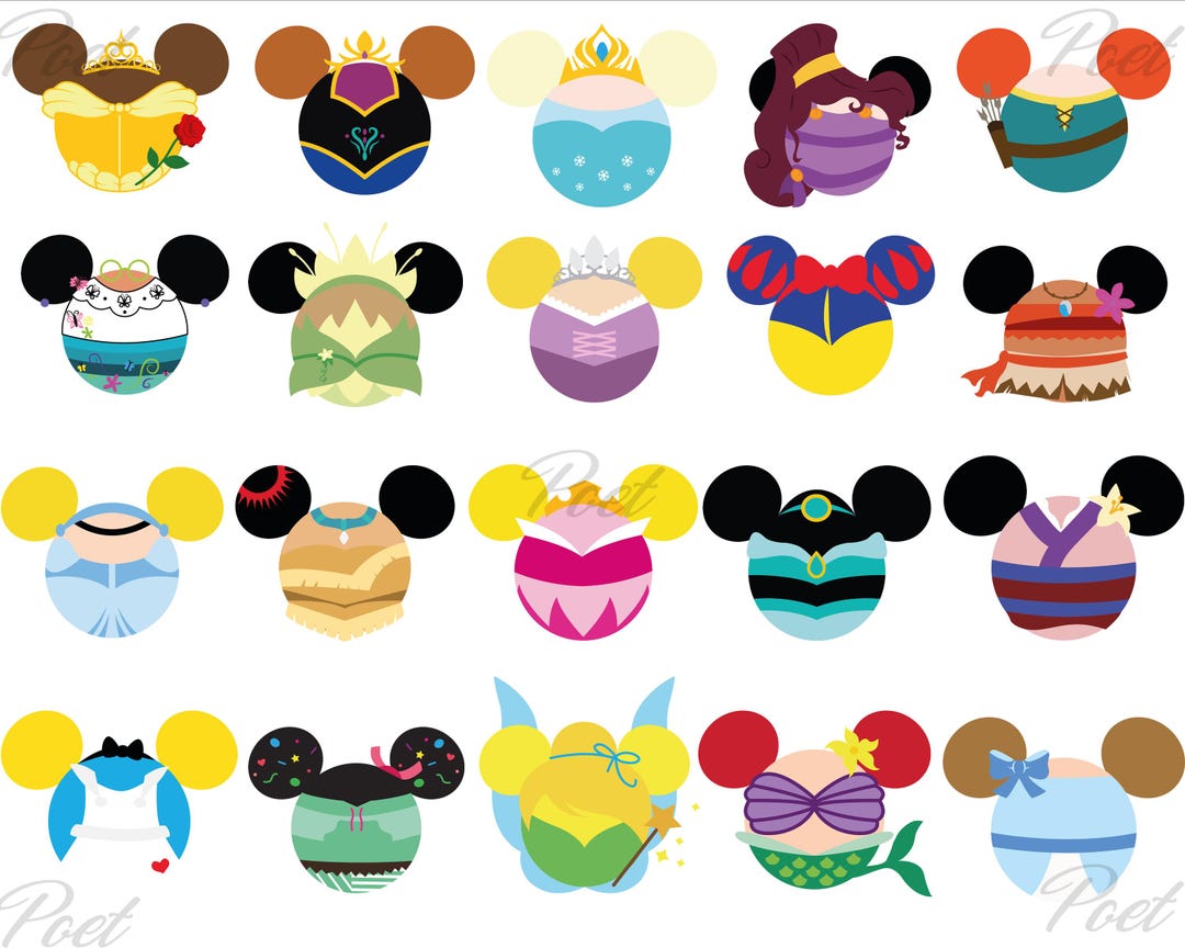 Princess Mouse Ear Png Bundle: Funny Face T-shirt Design (digital ...