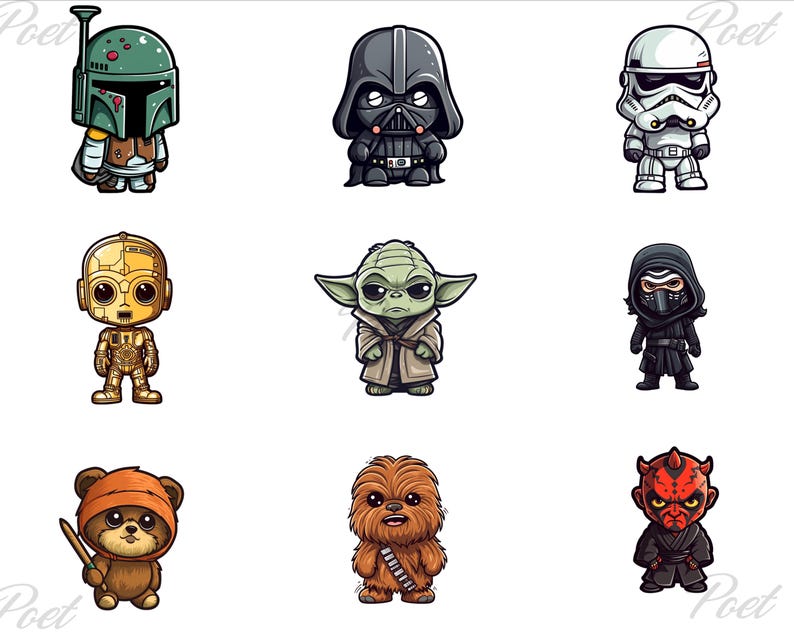 Star Wars PNG Bundle: Characters for Cricut, Silhouette (digital ...