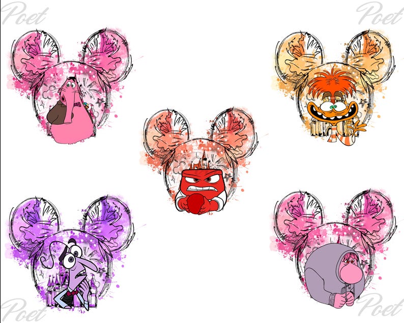 Inside Out 2 PNG: Mouse Ear Emotion Bundle (digital Download) - Etsy