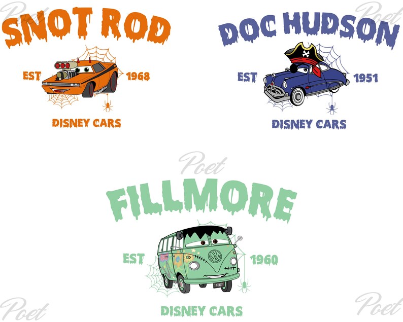 Cars Halloween PNG Clipart Bundle: Fillmore, Guido, Luigi (digital ...