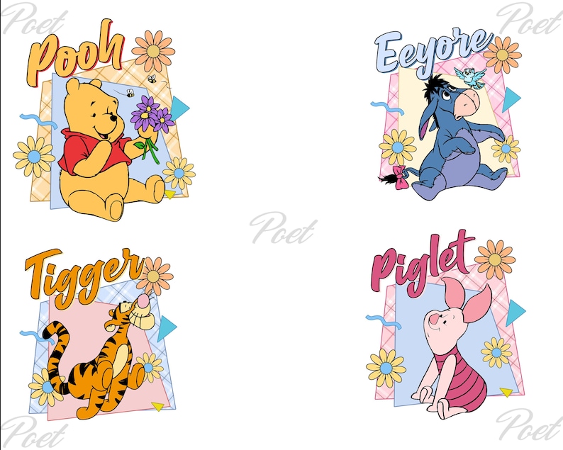 Winnie the Pooh PNG Bundle: Classic Characters, Cricut Ready (digital ...