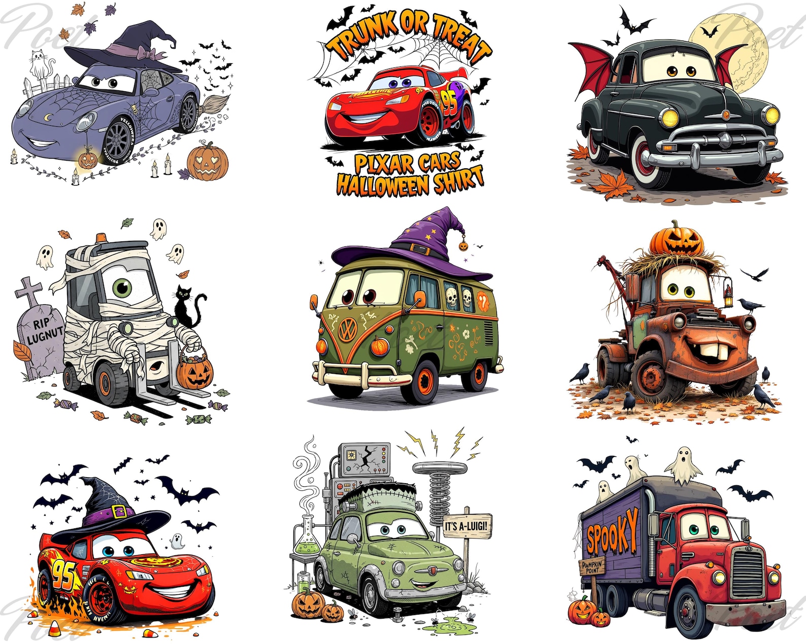 Cars Halloween PNG Bundle: Luigi, Mater, Fillmore (digital Download) - Etsy
