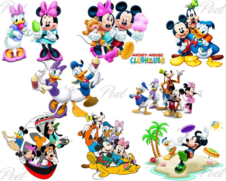 Mickey and Minnie Mouse Friends PNG: Digital Art Download - Etsy