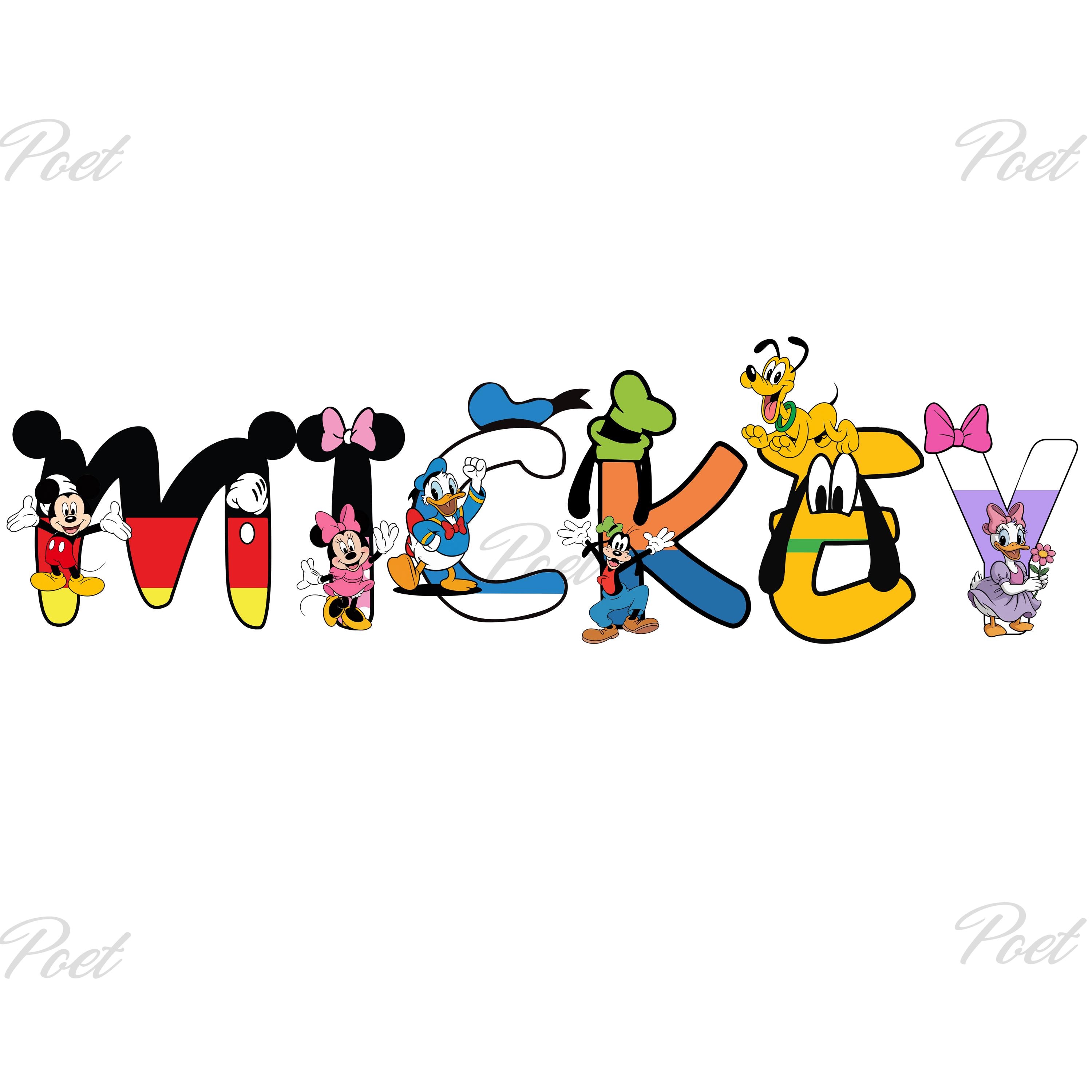 Personalized Mickey and Minnie Mouse Name PNG: Custom Digital Download ...