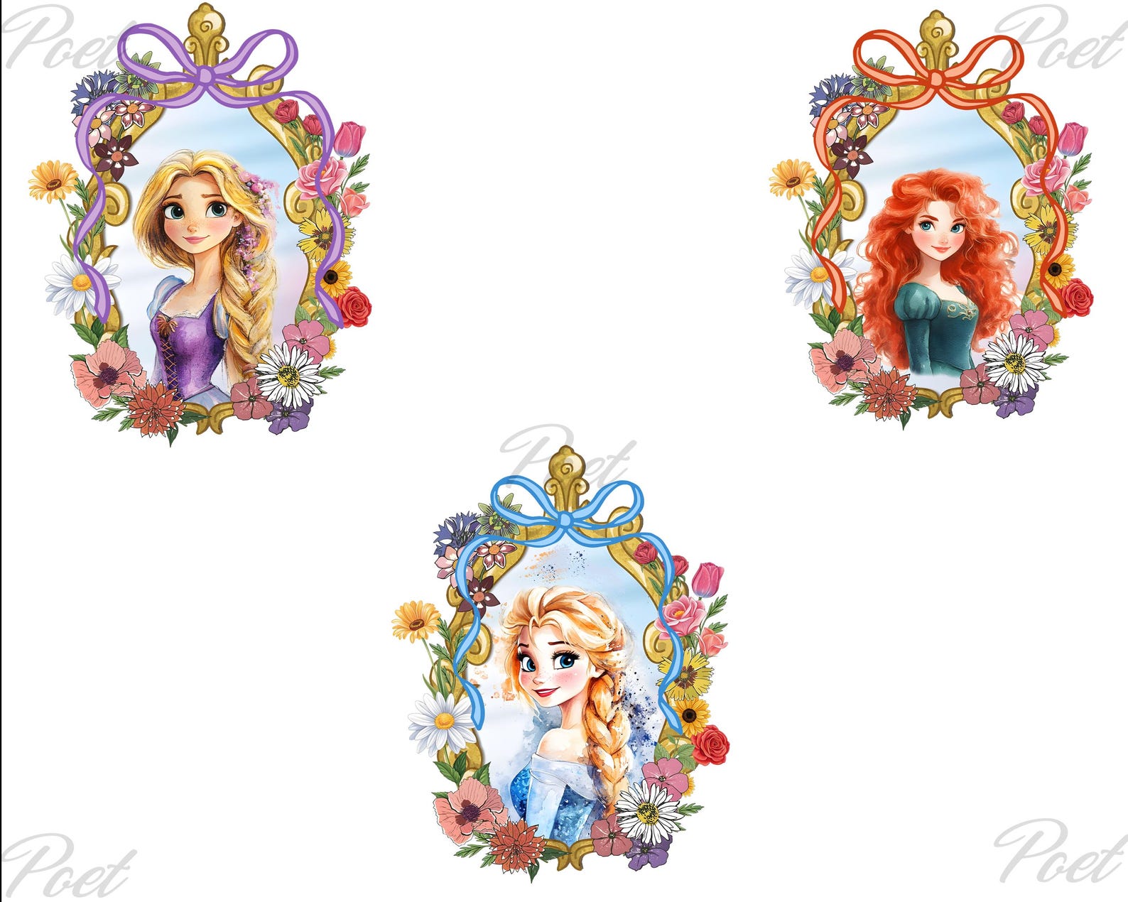 Princess Flowers PNG Clipart: Birthday Party Decorations (digital ...