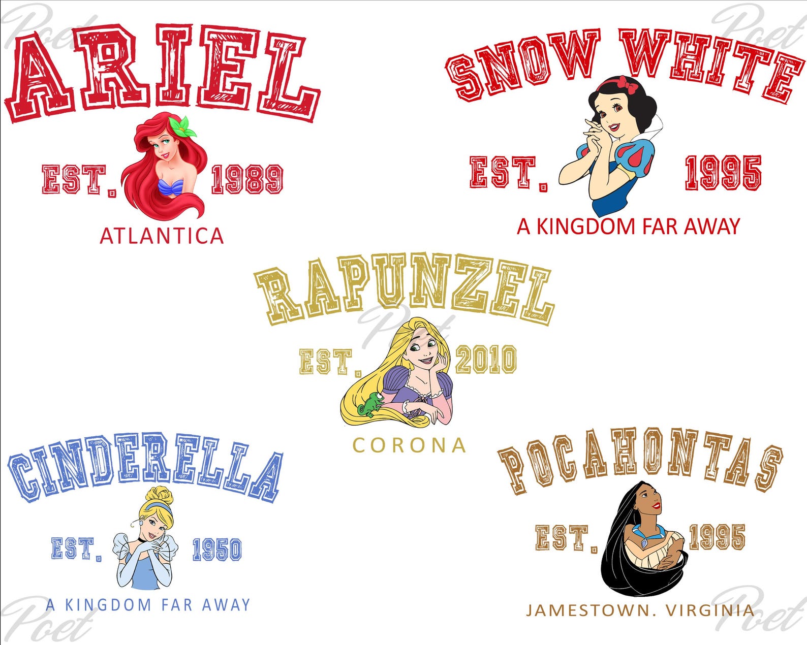 Princess Name PNG Clipart: Cartoon Princesses, Birthday Sublimation ...