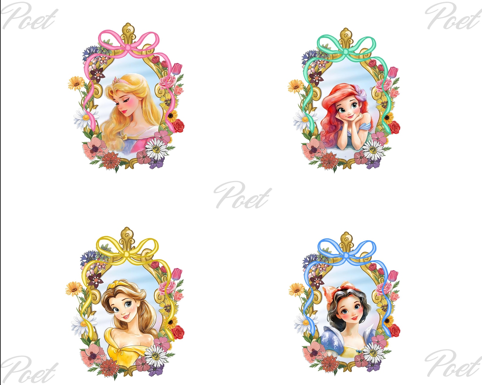 Princess Flowers PNG Clipart: Birthday Party Decorations (digital ...