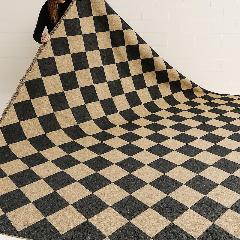 Checkered Rug Runner - Etsy