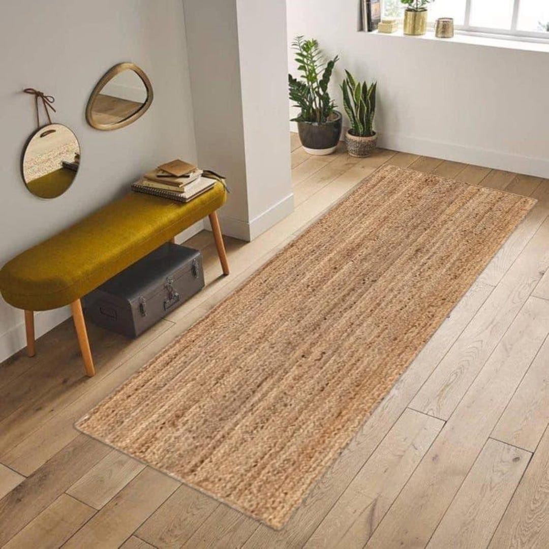 Jute Stairs Runner, Natural Fiber Jute Runner Rug, Vintage Style CUSTOM ...
