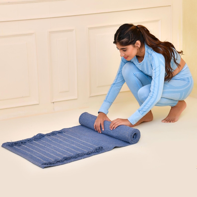 Organic Herbal Cotton Yoga Mat – Ecofriendly, Handwoven, Anti-slip ...