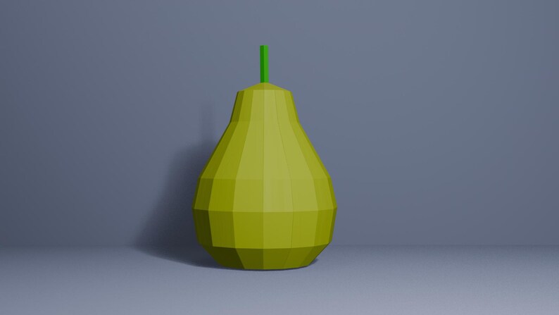 3D Papercraft Pear Template – DIY Low Poly Fruit Sculpture PDF – Printable Paper Model for ...