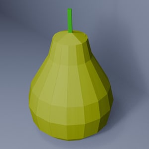 3D Papercraft Pear Template – DIY Low Poly Fruit Sculpture PDF – Printable Paper Model for ...