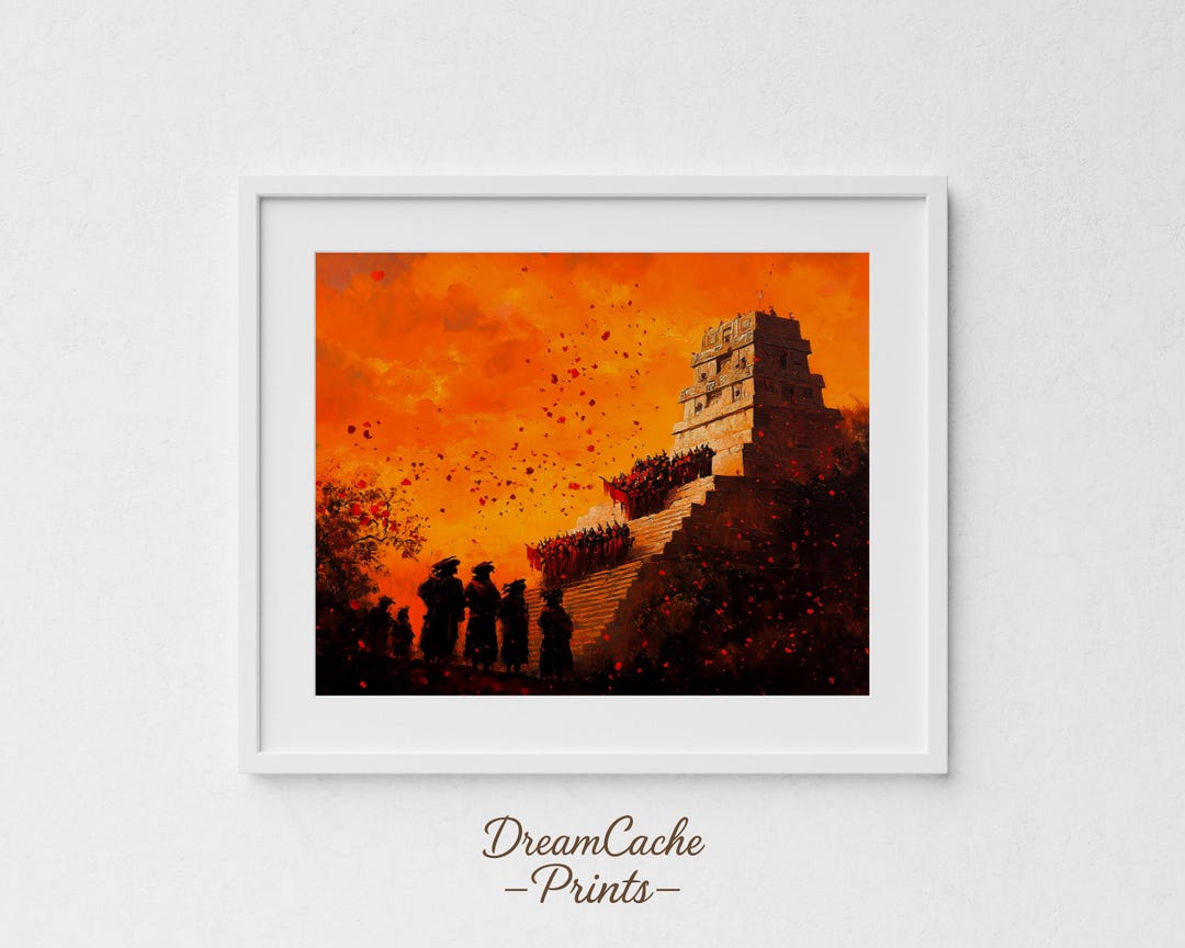 Vintage Aztec Funeral Procession Printable Wall Art - Rustic Cultural ...