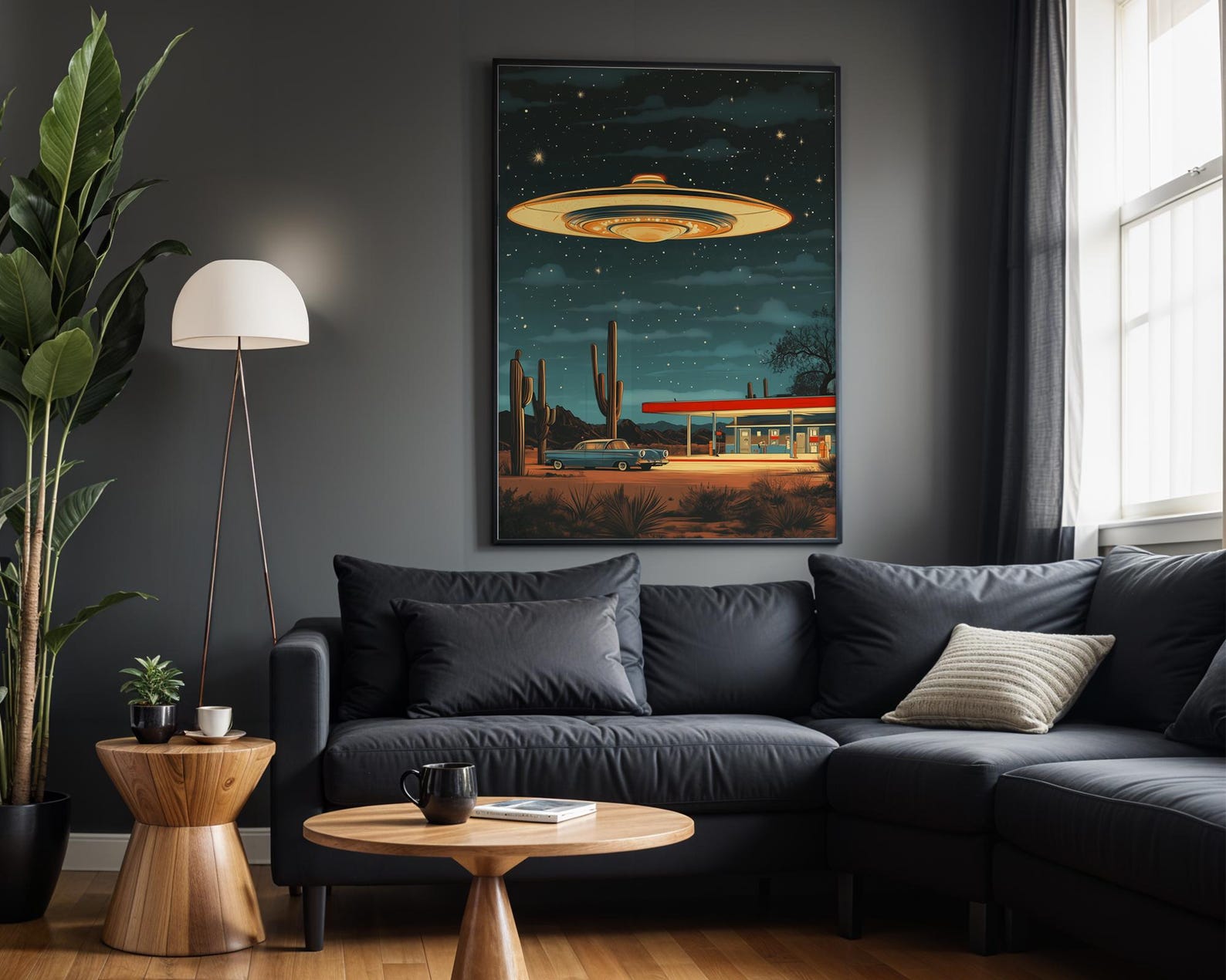 Vintage UFO Poster Art - Classic UFO Scene, Retro Spaceship Art, Sci-fi ...