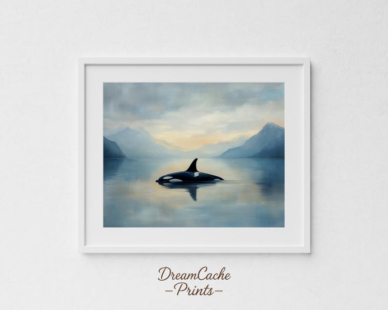 Orcas Island Poster Coastal Prints - Minimalist Whale in Orcas Island ...