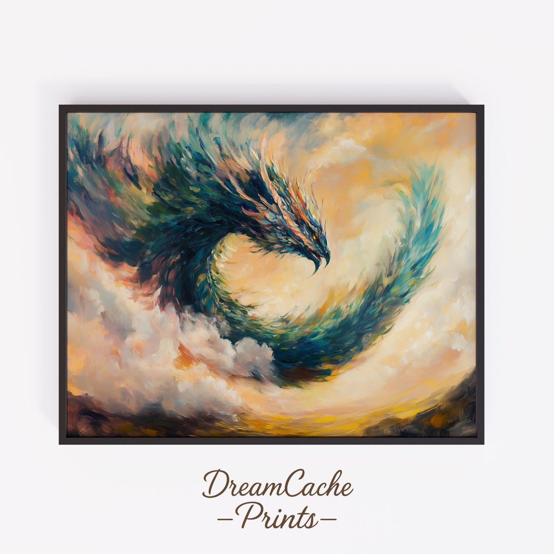Printable Quetzalcoatl Oil Painting - Colossal Feathered Serpent Art ...