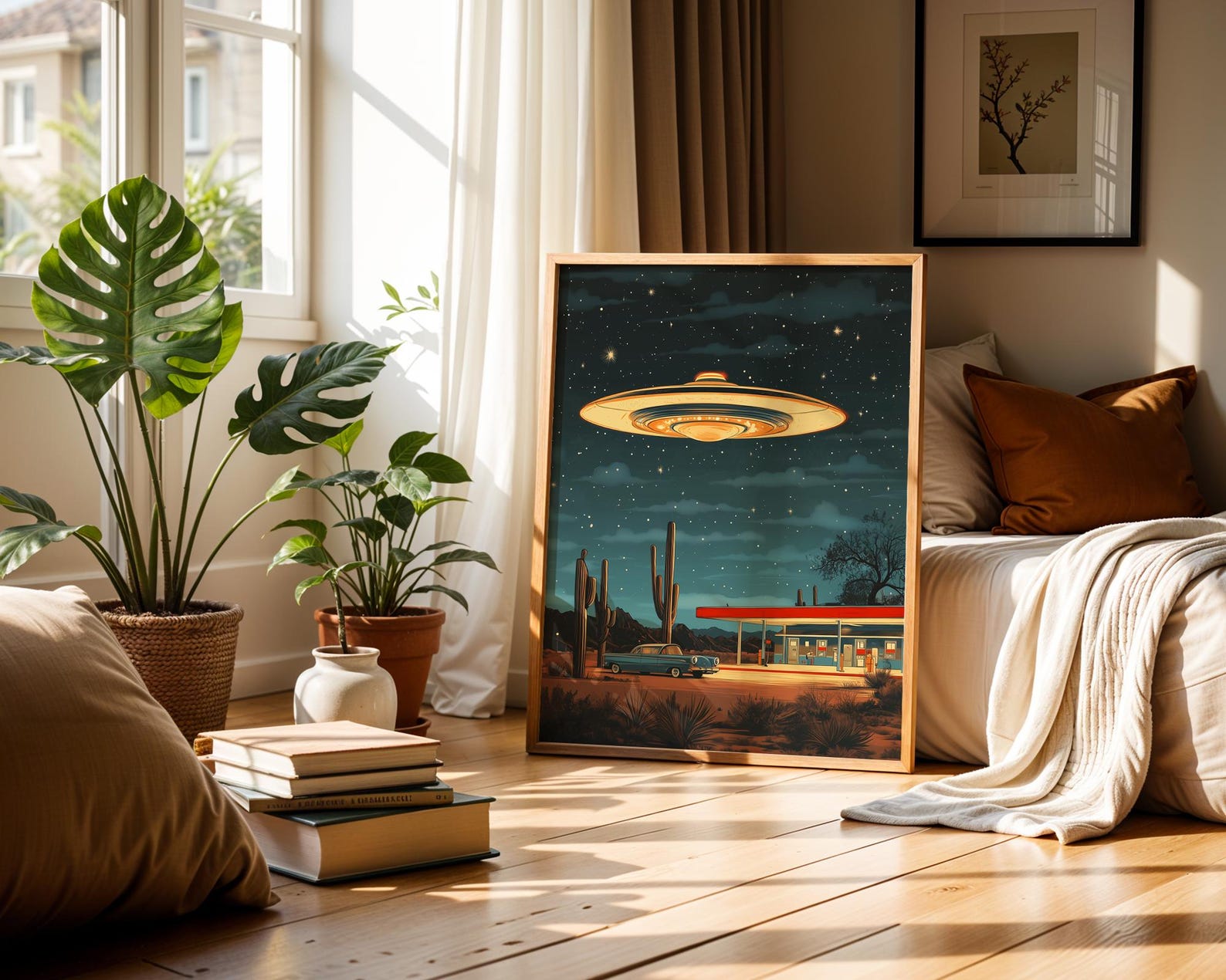 Vintage UFO Poster Art - Classic UFO Scene, Retro Spaceship Art, Sci-fi ...