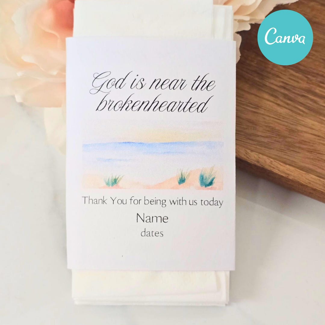 Beach Funeral Tissue Packet Template Bulk Memorial Favors | Sympathy ...