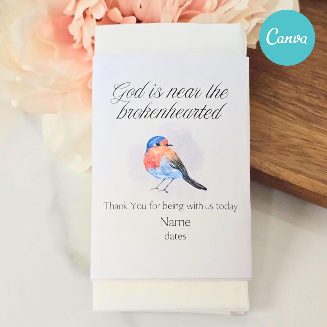 Bluebird Funeral Tissue Packet Template Bulk Memorial Favors | Sympathy ...