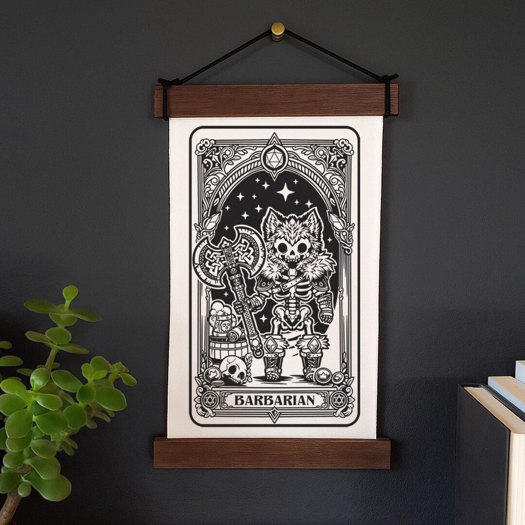 Barbarian Class Banner – Handcrafted Wood and Canvas Wall Hanging ...