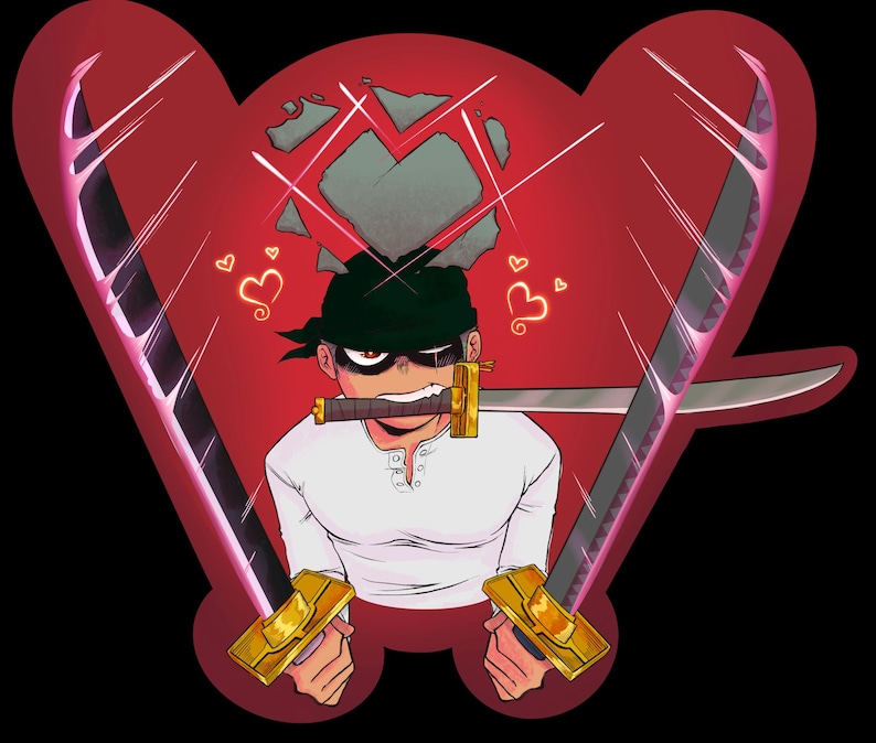 Zoro Heart Sticker One Piece - Etsy