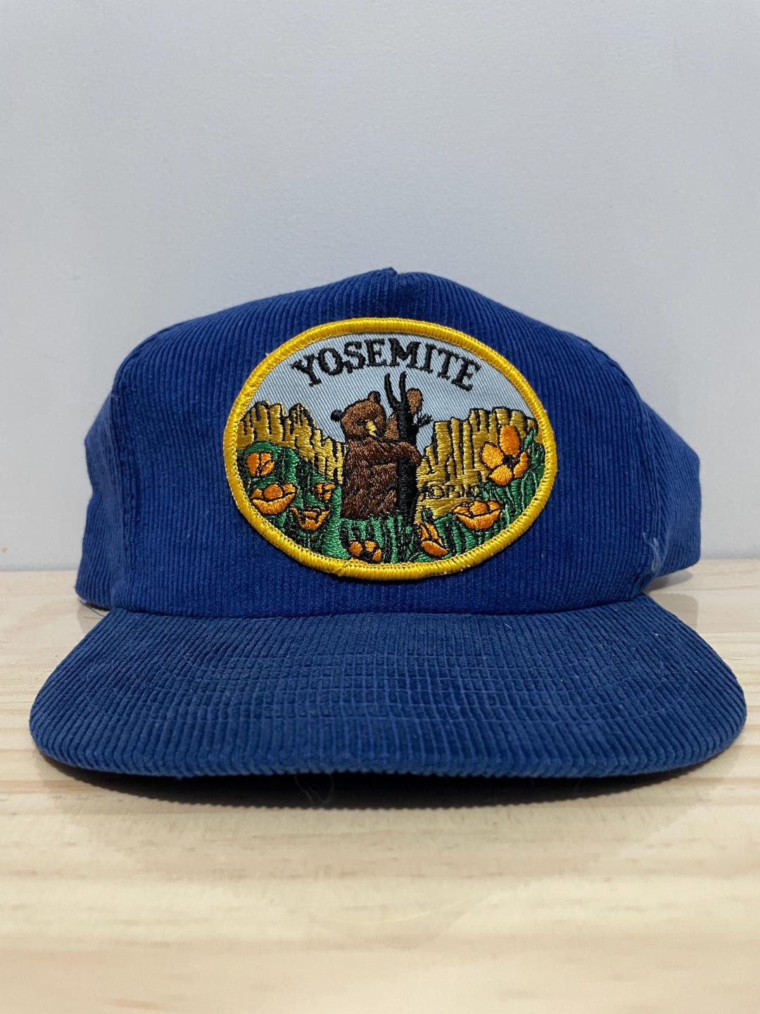 Vtg 90s YOSEMITE NATIONAL PARK Corduroy Hat // Cap Nature Outdoors Blue ...