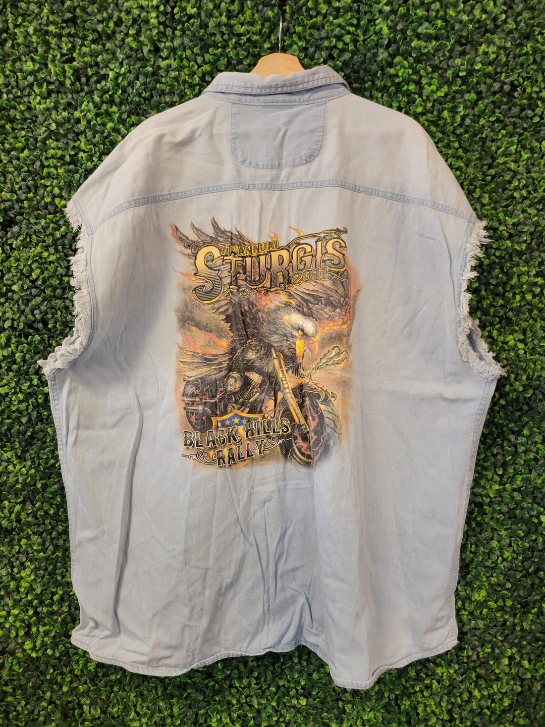 Vtg STURGIS Black HILLS RALLY Button up 2x-large // Blue Light Wash ...