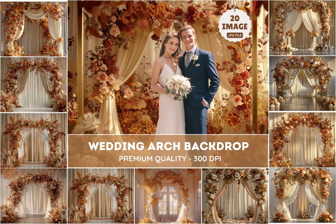Floral Wedding Arch Digital Backdrop: Photography Photoshop Overlays - Etsy