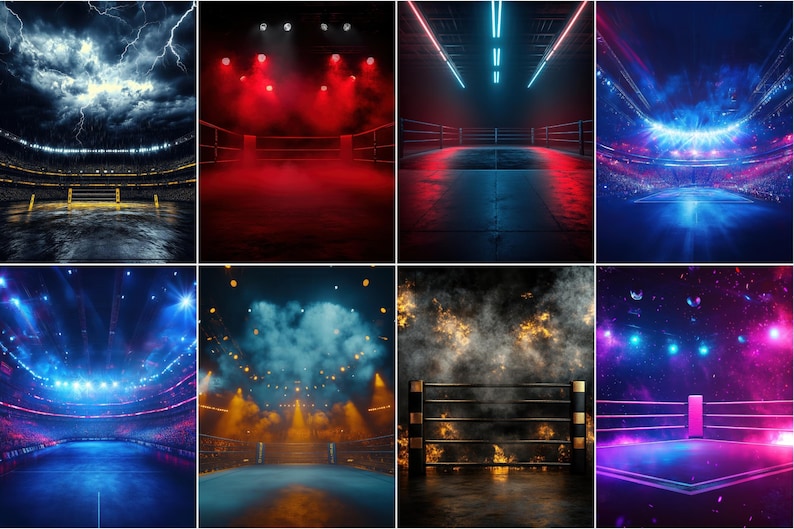 Wrestling & Boxing Stadium Backgrounds: Sports Photoshop Overlays ...