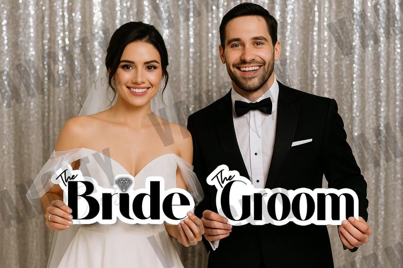 Bride & Groom Signs Photobooth Props | 6mm PVC | Photobooth Single ...