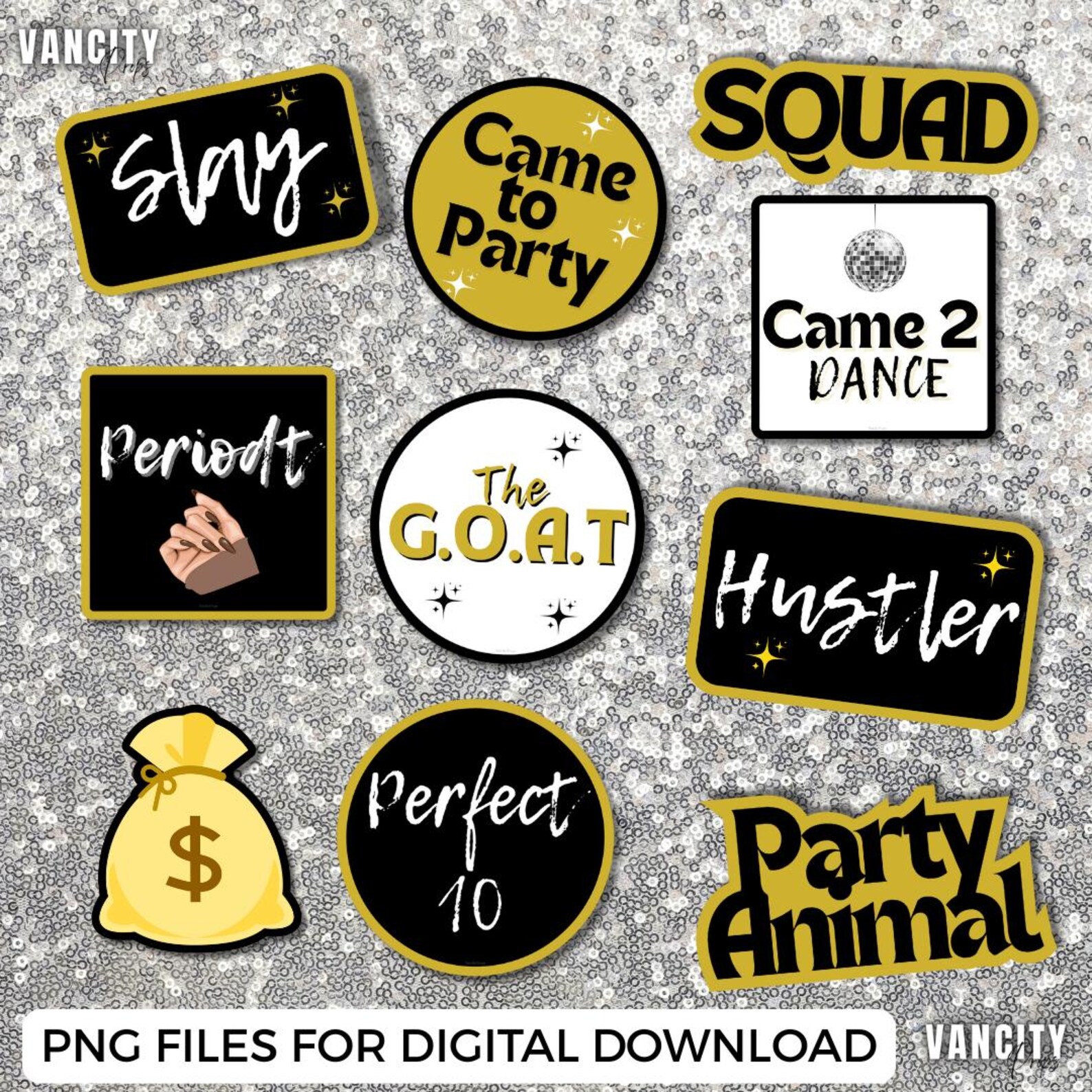 10 Party Theme Photo Booth Props | PNG Files | Digital Instant Download ...