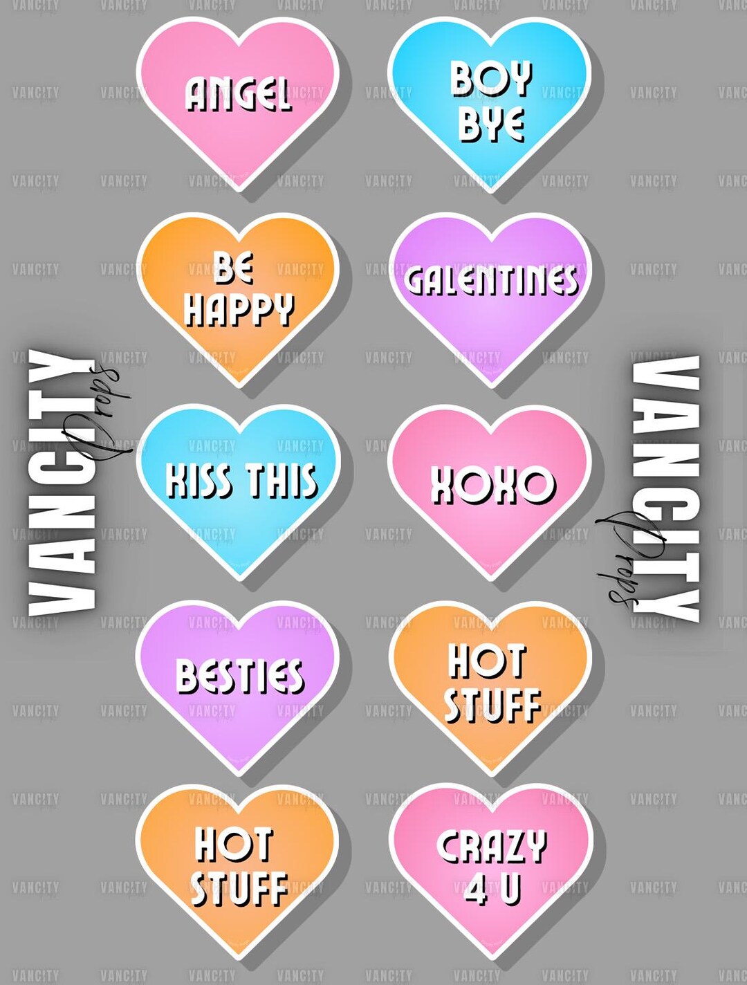 Heart Set | 6mm PVC | Photobooth Double Sided Prop Set - Etsy