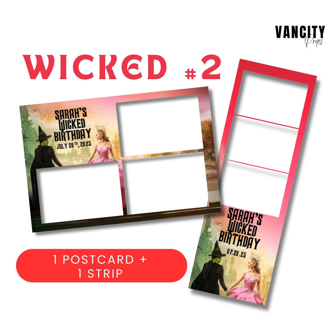 Wicked Photobooth Template: Elphaba and Glinda Theme | Editable PSD ...