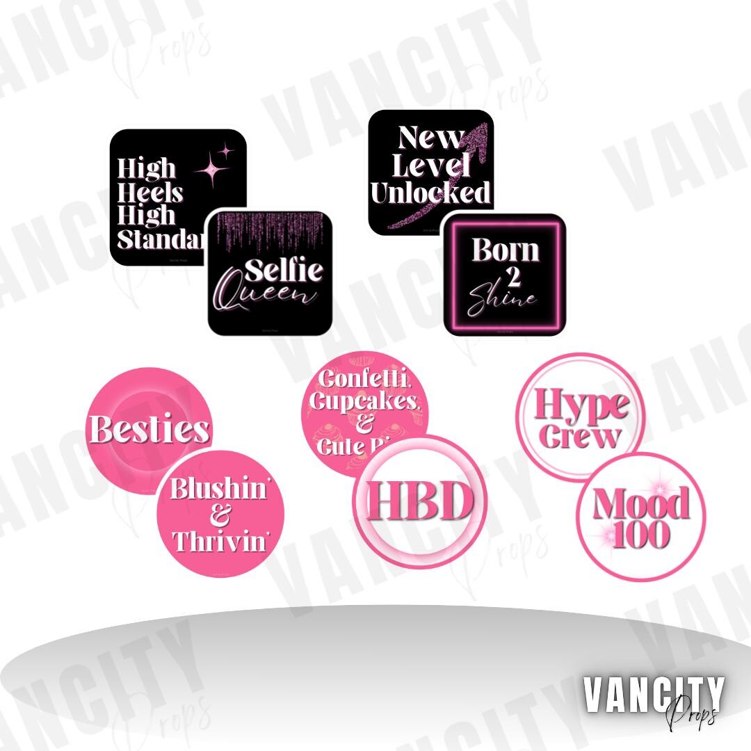 Pink Teen Girl Woman Birthday Party Prop Set| 6mm PVC | Photobooth ...