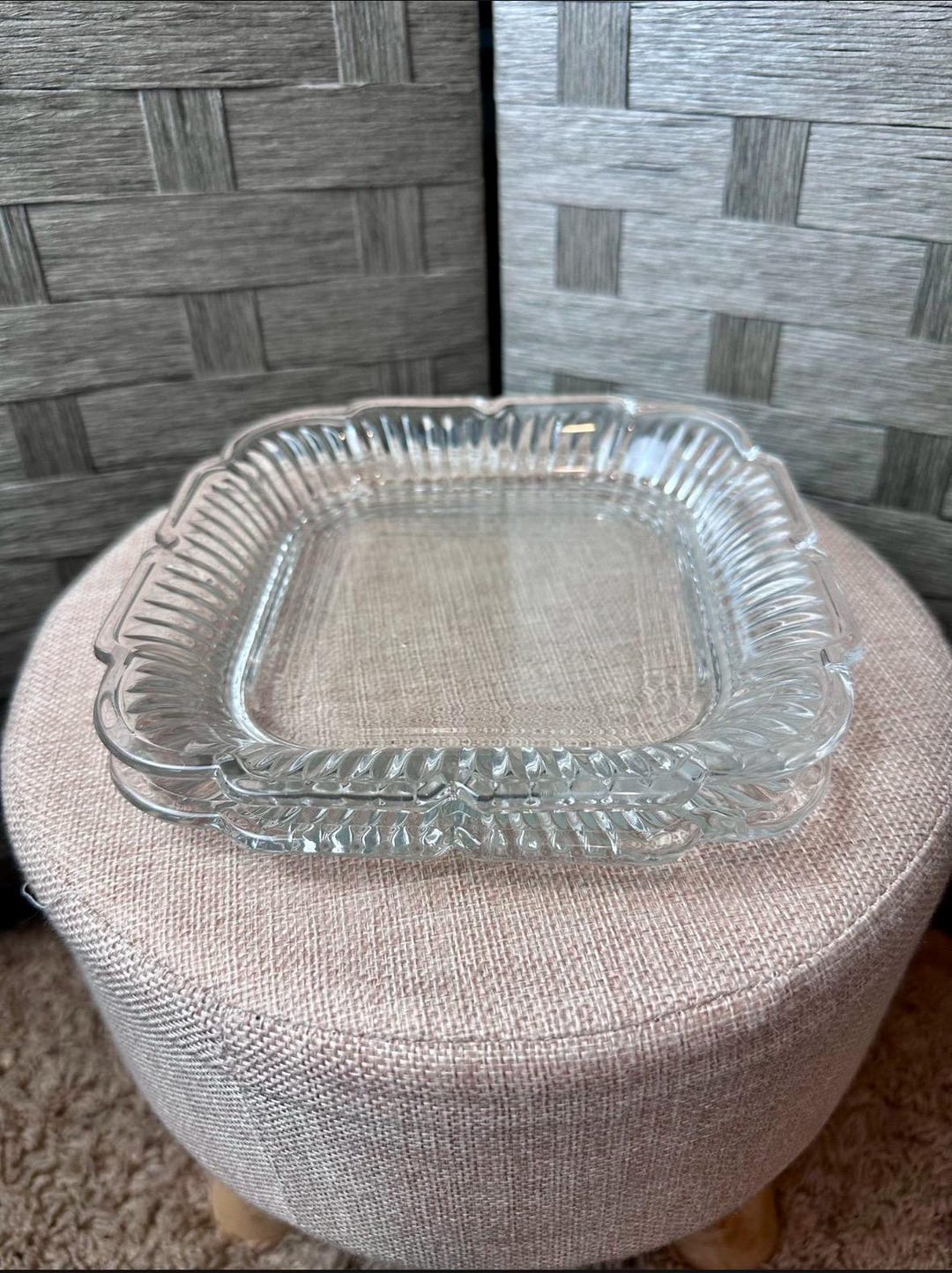 Anchor Hocking Art Deco “manhattan” Ribbed Square Glass Plates – Set of ...