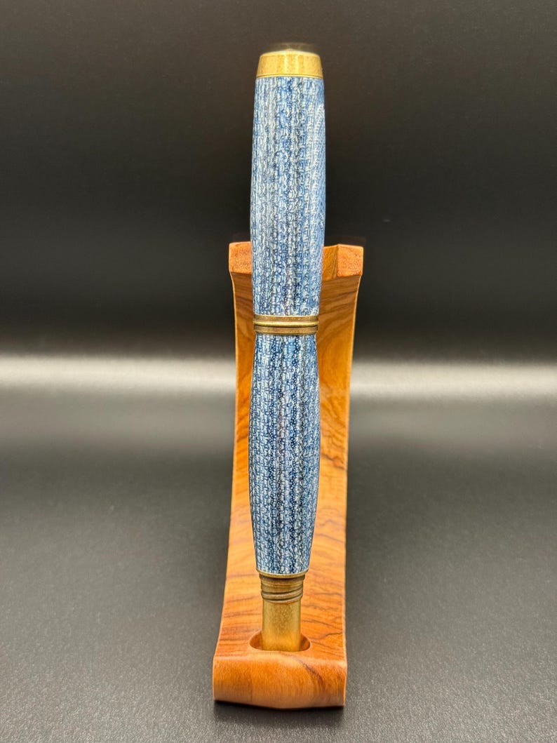 Handcrafted Blue Jean Denim Pen – Antique Brass Hardware | Truly One-of ...