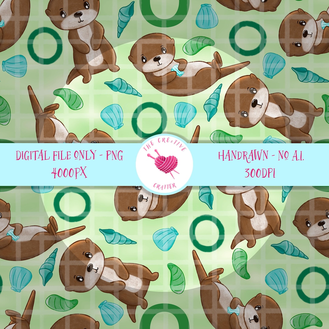 O is for Otter Seamless File - Large in Neutral - Etsy
